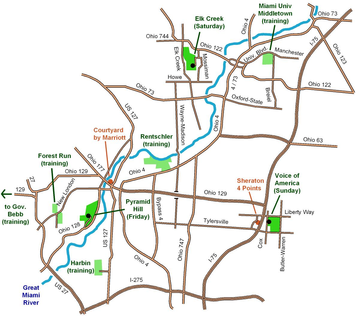 Flying Pig Orienteering 2018 locator maps